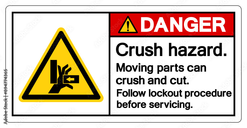 Danger Crush Hazard Moving Parts Can Crush And Cut Symbol Sign, Vector ...