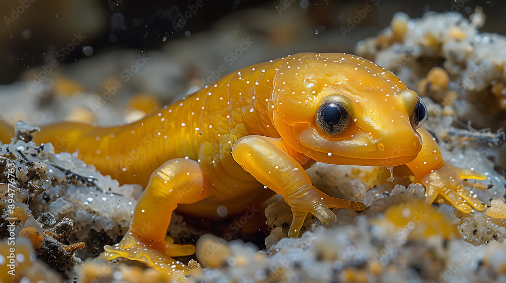 Olm salamander in underground cave system, pale translucent skin, Stock ...