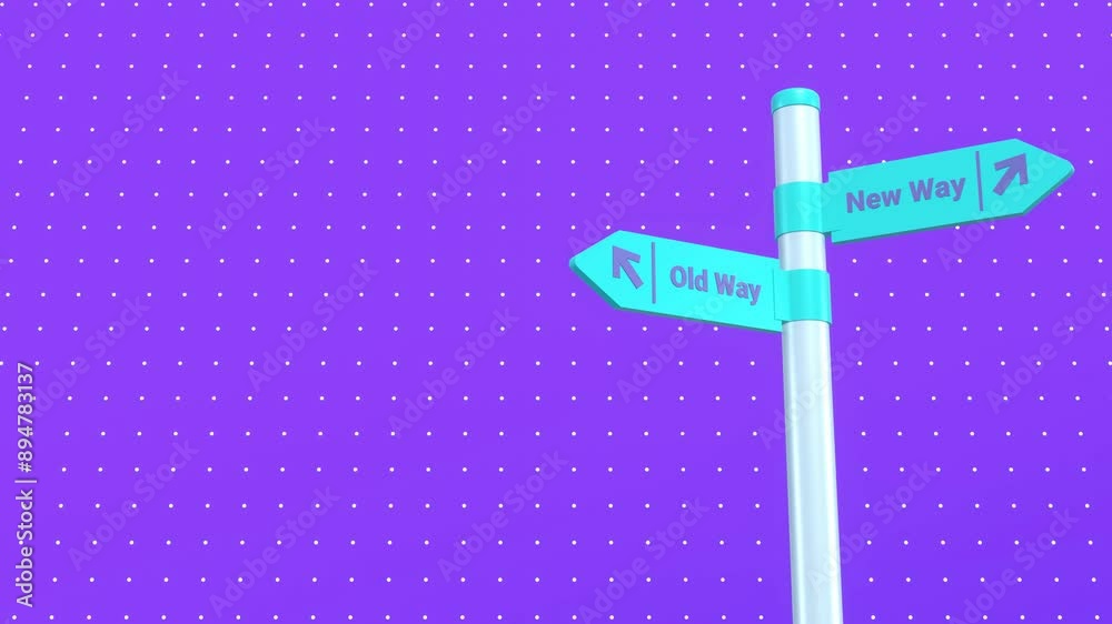 Animated New Way Versus Old Way Directional Sign With Copy Space ...