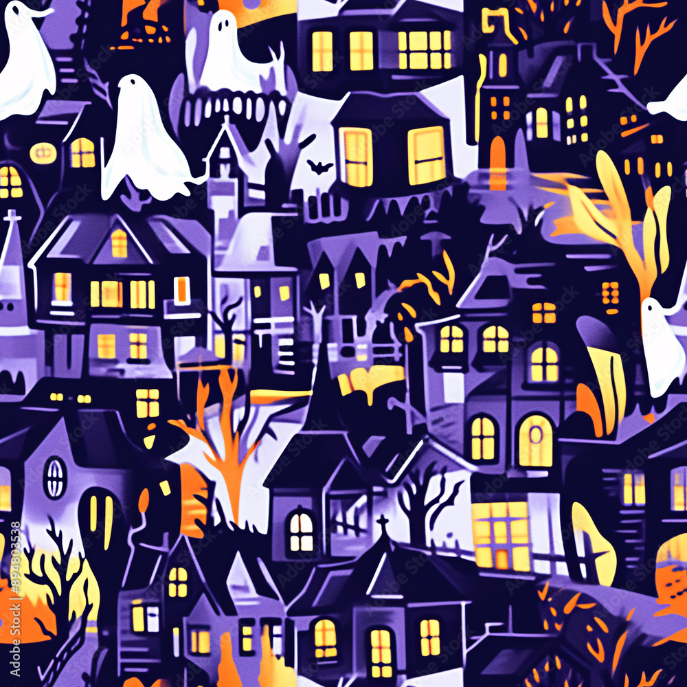 90s lo-fi template with horror movie elements, featuring haunted houses ...