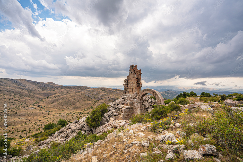 The scenic views of Zengibar Kalesi, İsaura ancient city at 1800 m ...