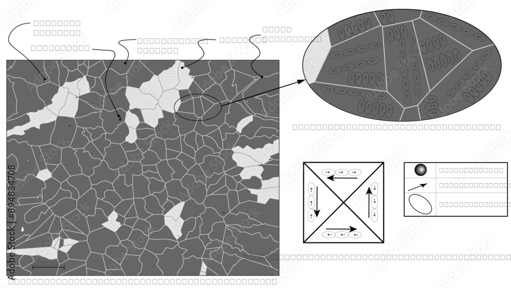 Line drawing showing a sketch of magnetic domains in carbon steel ...