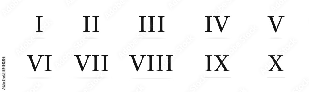 Roman numerals icons. Roman numbers from one to ten. Numbers 1-10 Stock ...