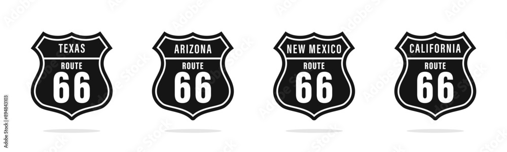 Route 66. International road signs. Interstate route signs. Interstate ...