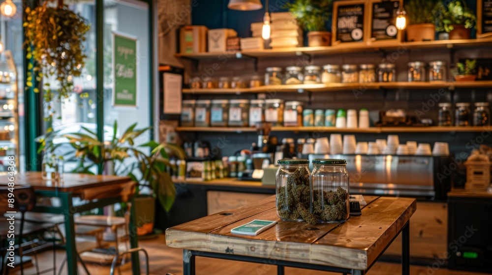 Cannabis Themed Coffee Shop Interior for Print, Design, Poster, Cafe ...
