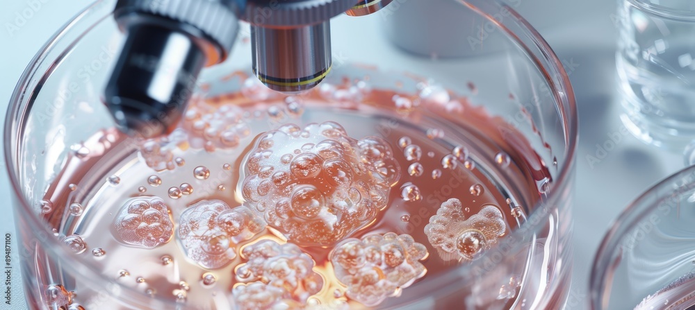 Microscope View of Human Embryo Cell Structures in Petri Dish - Early ...