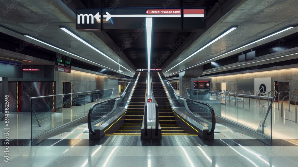 Modern Metro Station with Clear Emergency Evacuation Routes and Signage ...