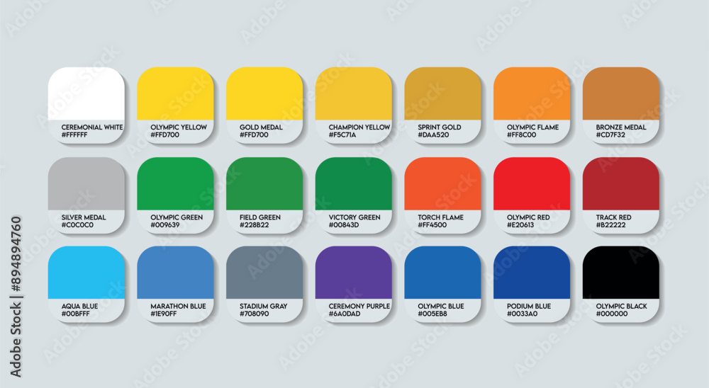 Olympic Color Palette, Olympic Color Guide Palette with Color Names ...