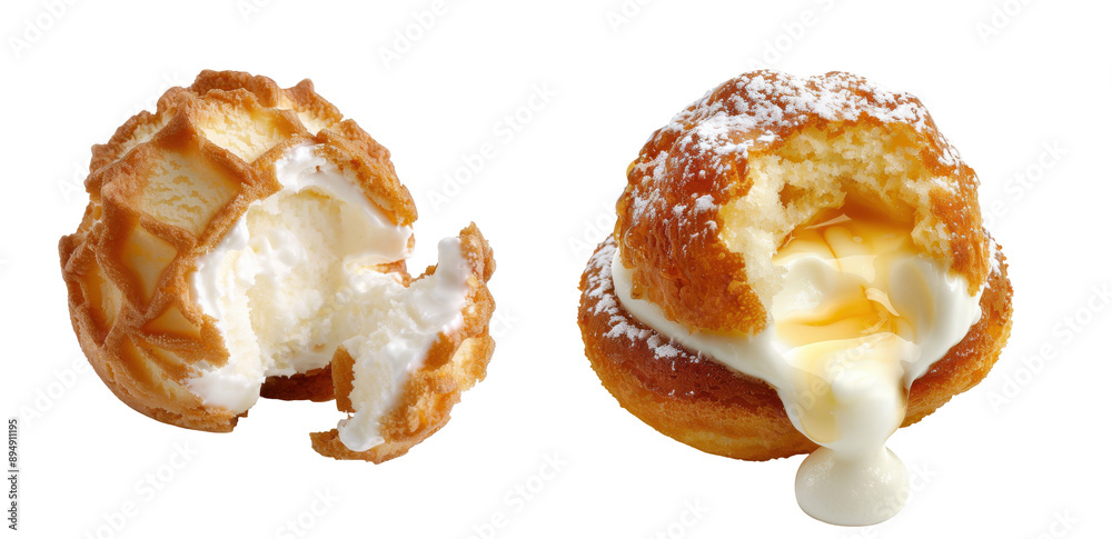 Two pastries, one with a hole in it, are shown side by side on a ...