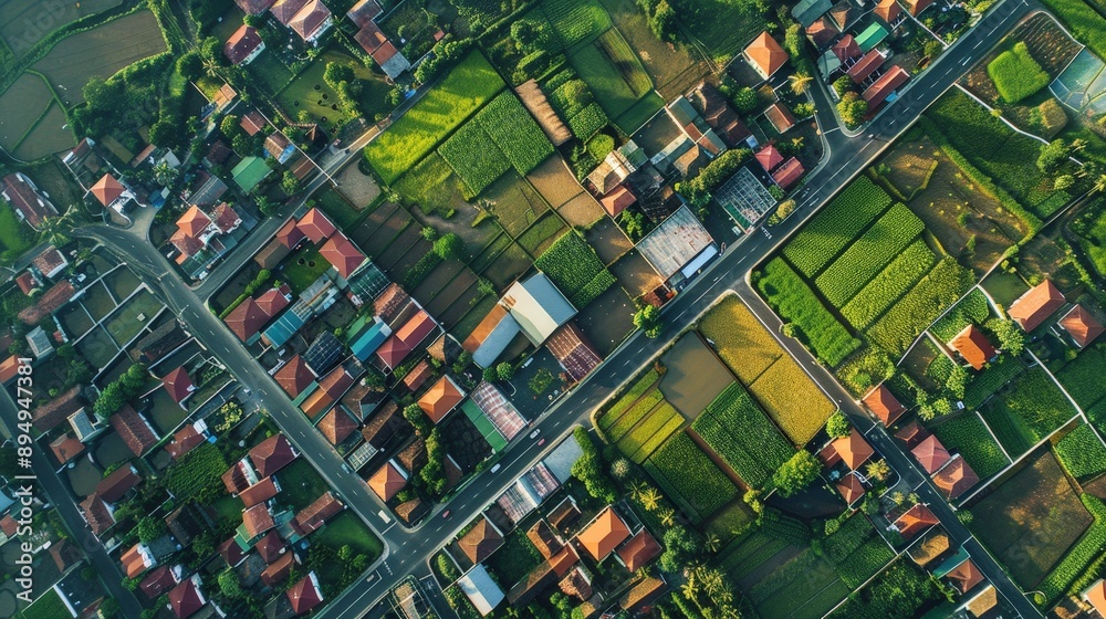 Experience the stark contrast of urban and rural areas through aerial ...