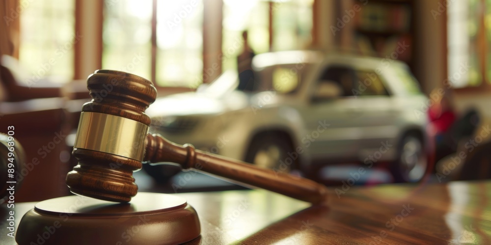 Divorce Dispute Symbolized by Gavel, House, and Car Models: Legal ...