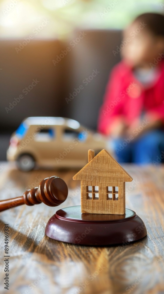 Divorce Dispute Symbolized by Gavel, House, and Car Models: Legal ...