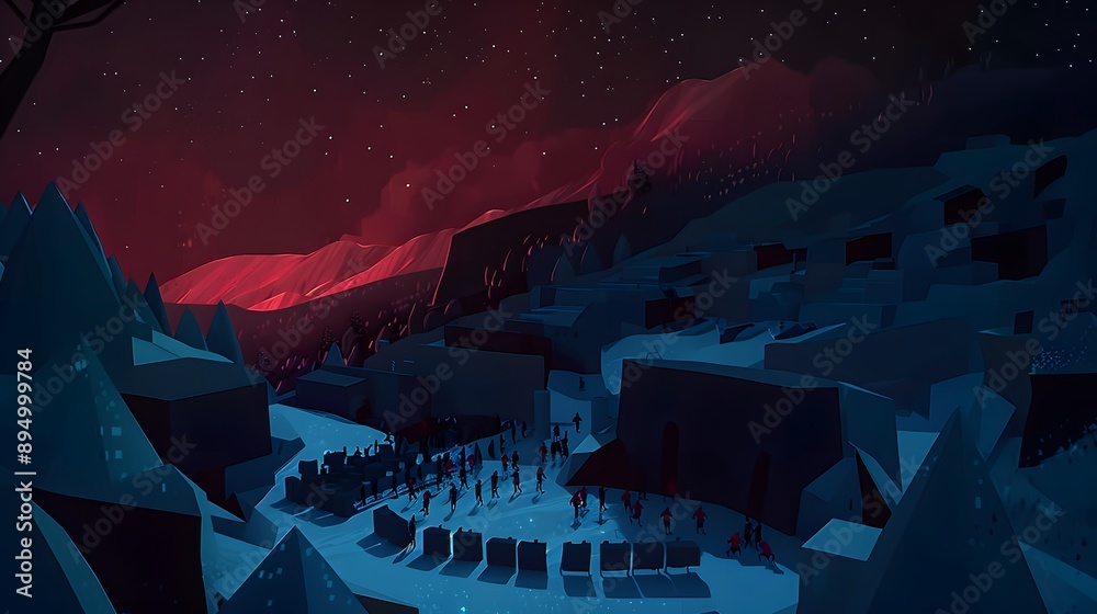 Sunrise Start: A panoramic animation captures the pre-dawn atmosphere ...