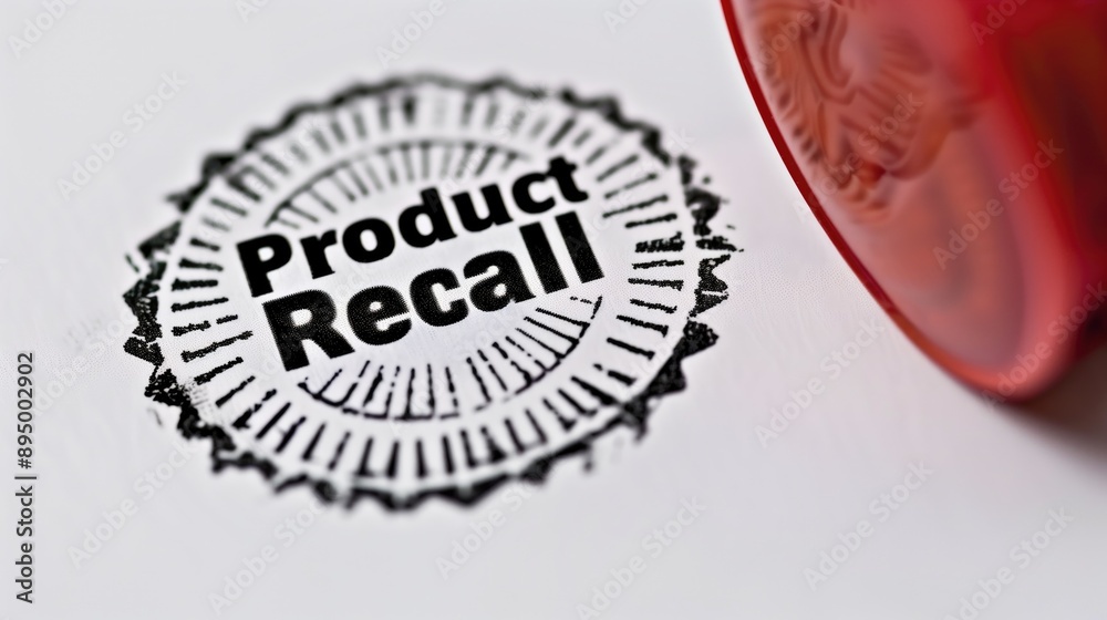 Rubber stamp imprint showing 'Product Recall' text on white background ...