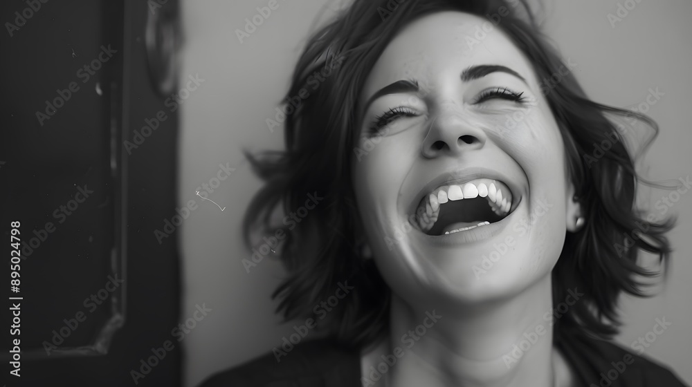 Woman Laughing: A candid shot of a woman laughing, her joy and energy ...