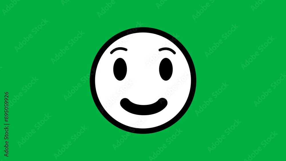 black and white winking face emoji isolated on green screen. one eye ...