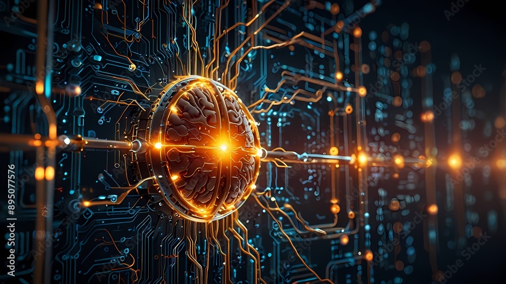 Neural circuit and electronic cyber brain in a quantum computing system, concept of artificial ...