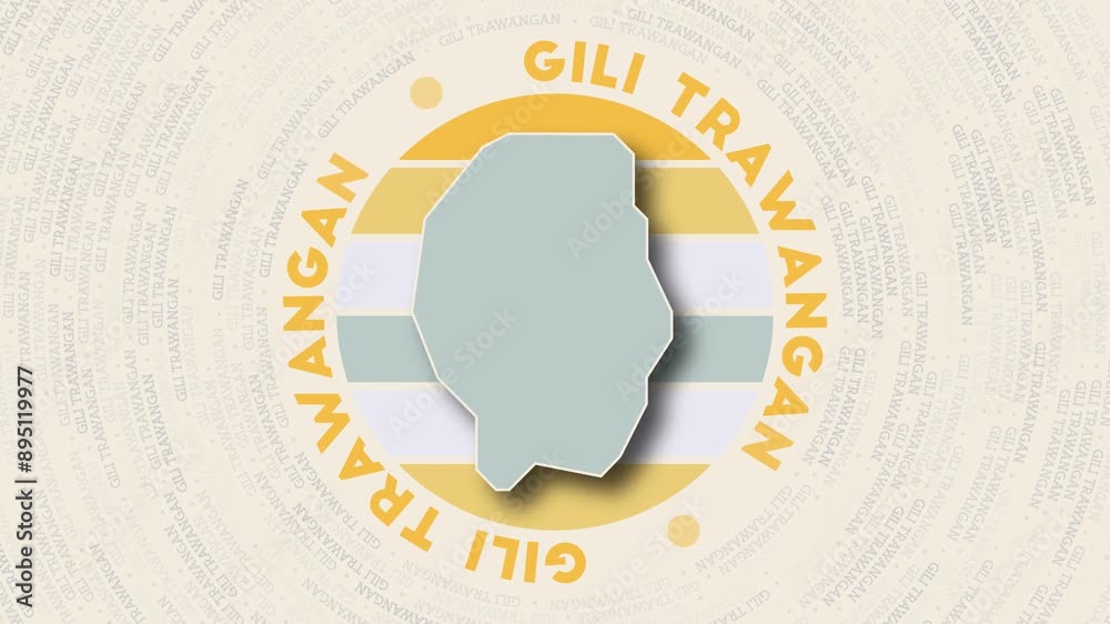 Gili Trawangan logo intro. Badge with the circular name and map of ...