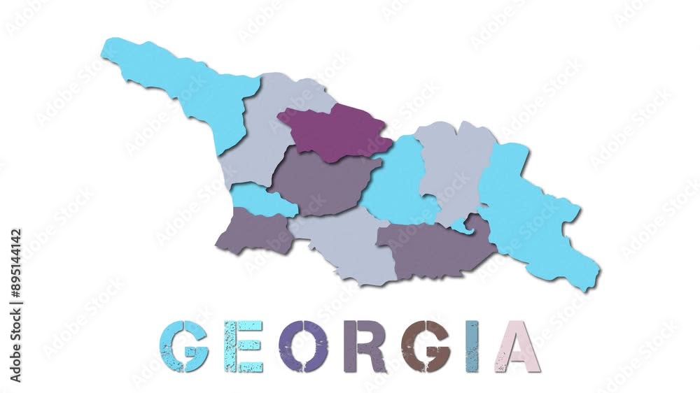 Vídeo do Stock: Georgia map with paper regions. Animated country map ...