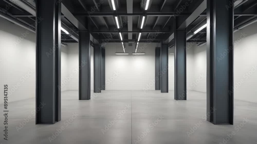 Industrial Space: A minimalist architectural interior with exposed ...