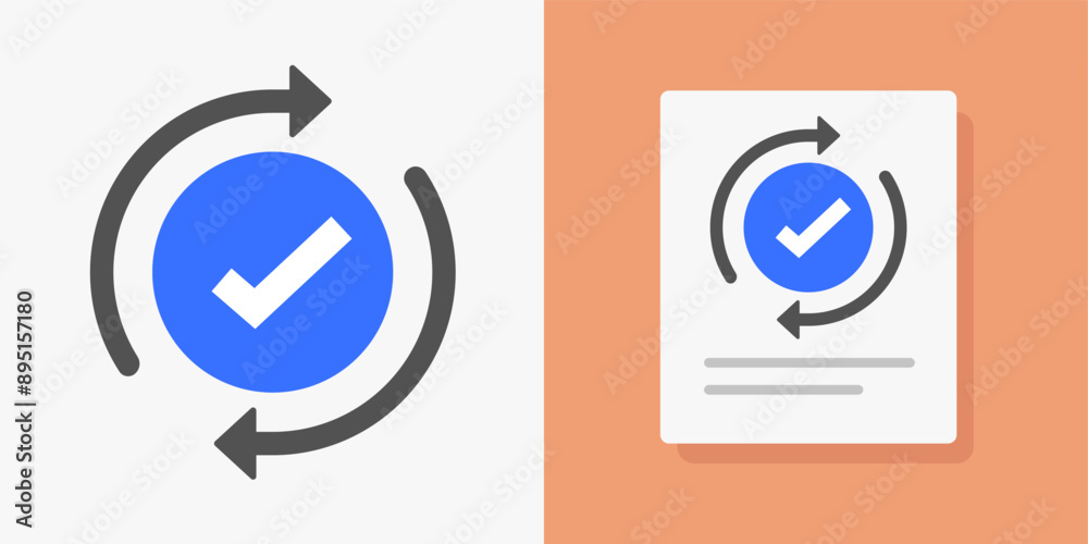 Update transaction icon vector, rotating check mark tick as automatic ...