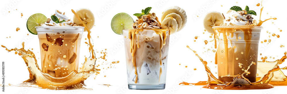 Drink Splash: Sparkling Water with Lime, Protein Shake with Banana ...