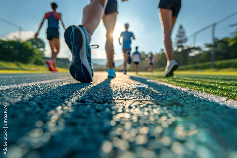 Professional Racewalking Team Training on Modern Track Field Focusing ...