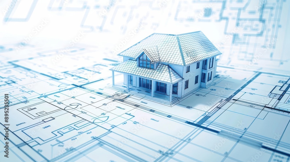 architectural blueprint detailed modern house plans with clean lines ...