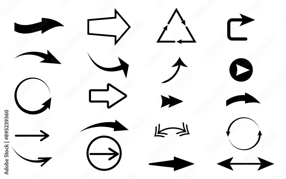 Set arrow icons, Collection different types of arrows sign. Black ...