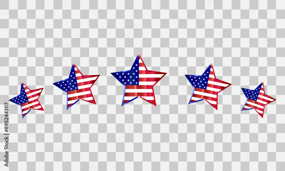 5 stars in America flag style rating vector illustration isolated on ...