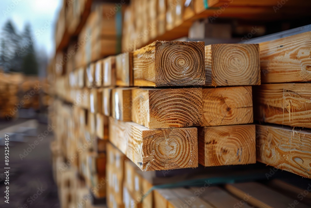 Unique Lumber Patterns Close-up of Stacked Wood Beams with Intricate ...