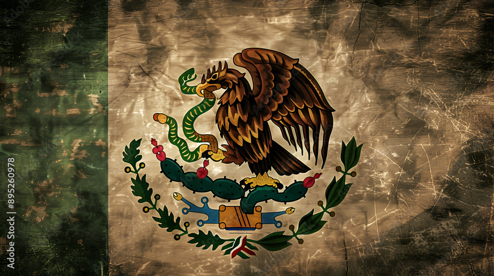 bandera de mexico estilo vintage antiguo con el escudo nacional ...