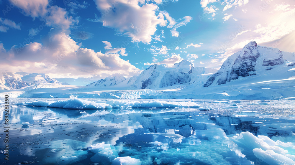paisaje de iceberg en el polo norte en la antartida clima frio montañas ...