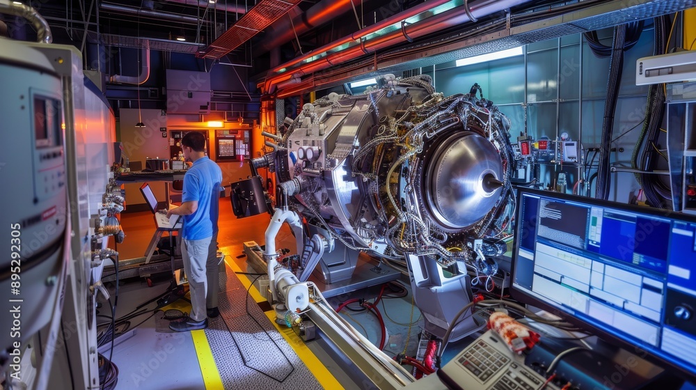 Foto de An advanced aerospace propulsion laboratory with engineers ...