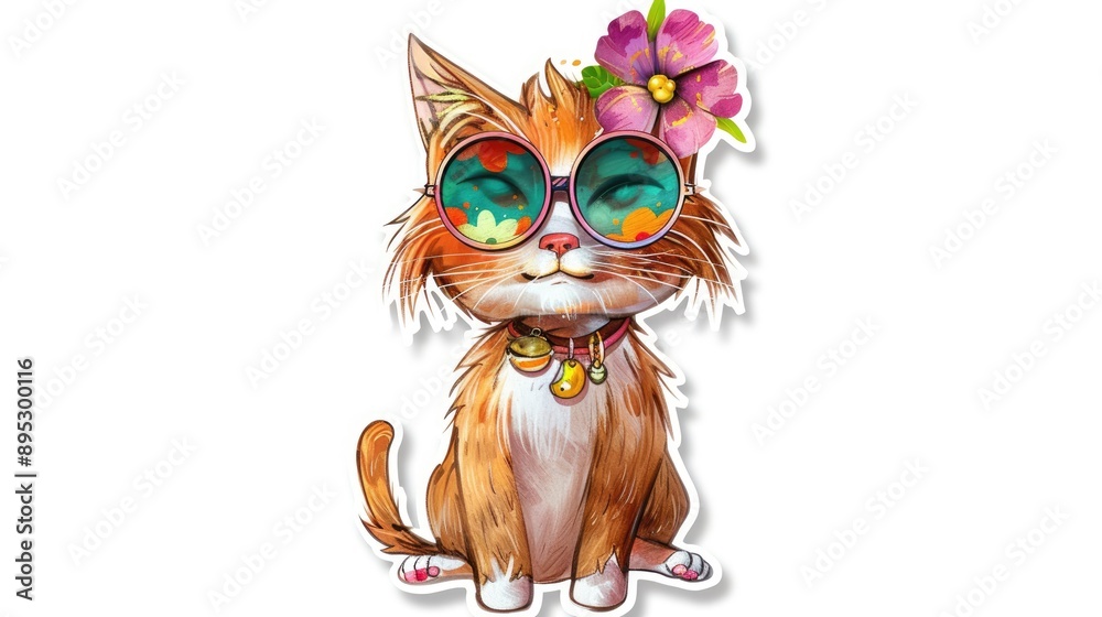 Groovy cartoon sticker hippy, vibrant, retro inspired design exuding a ...