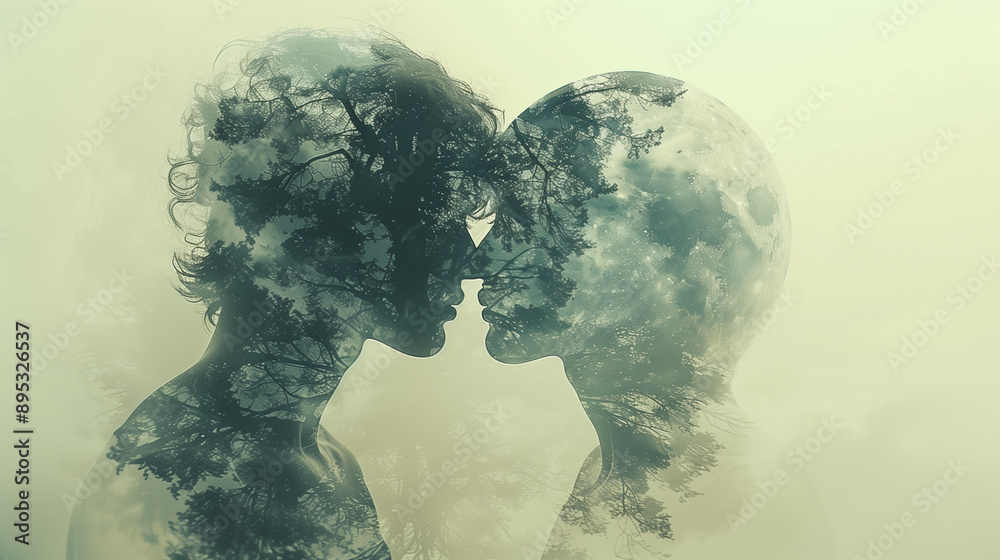 Conceptual Double Exposure Juxtaposing Masculine and Feminine Energies ...