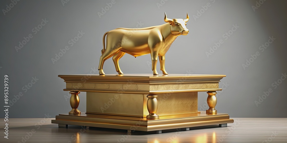 Golden calf on altar in a biblical from the book of Exodus, Golden calf ...