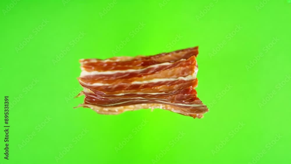 Raw Bacon Strips on green screen background with Ai generated. Stock ...