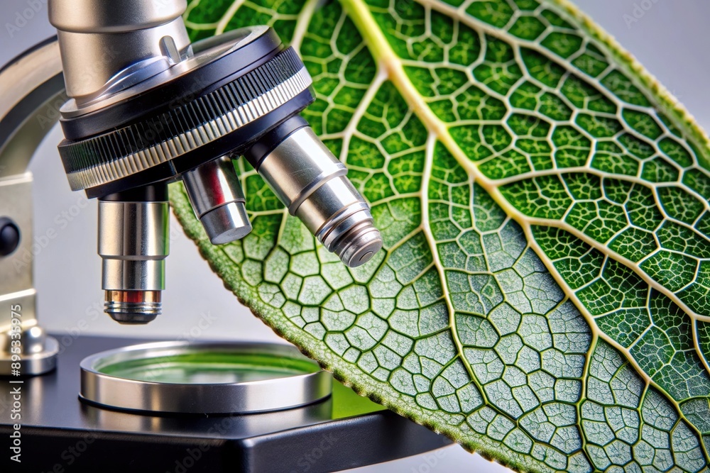 Monocot leaf specimen magnified under microscope, plant, microscope ...