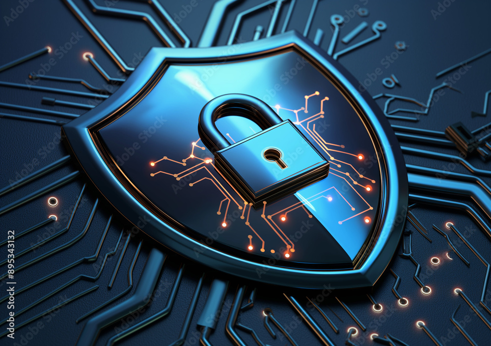 illustration of an internet security badge. The badge is a sleek ...