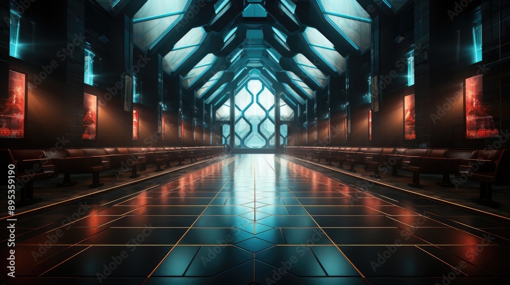 Cathedral Church Windows Outside Neon Plexus Wallpaper 4k Nodes Lines ...