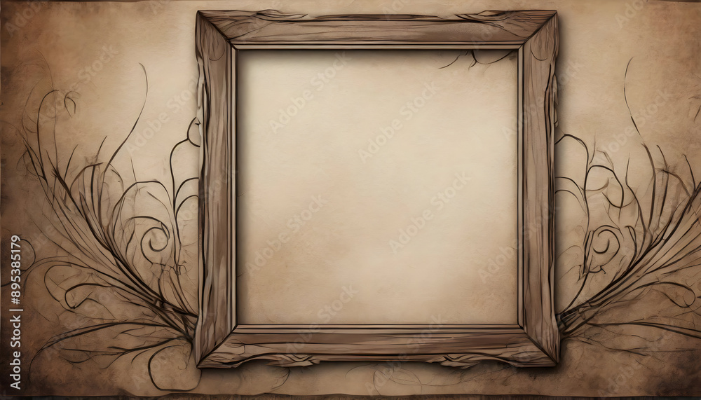 vintage photo frame.an elegant wooden frame with a simple line border ...