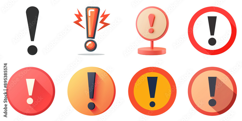 Exclamation mark png isolated object set transparent background for all ...