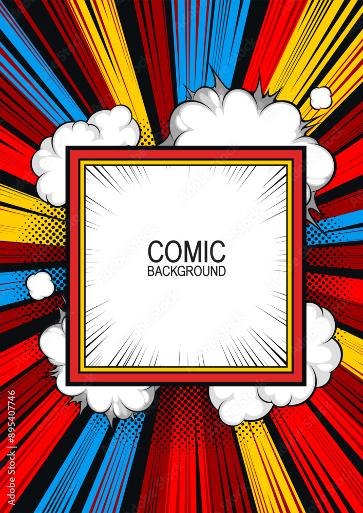 rectangular comic frame, comic background template design, pop art ...