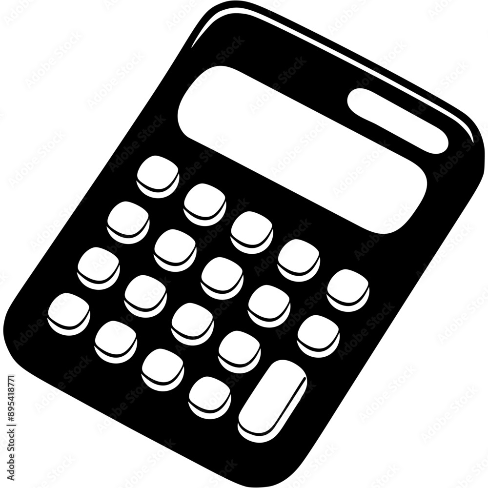 Push button electronic calculator to simplify calculations in monochrome. Simple minimalistic ...