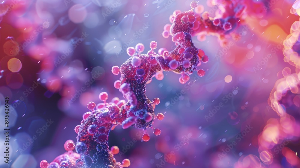 A Close Up Of A Protein Molecule With A Focus On Its Complex Folding Pattern And The