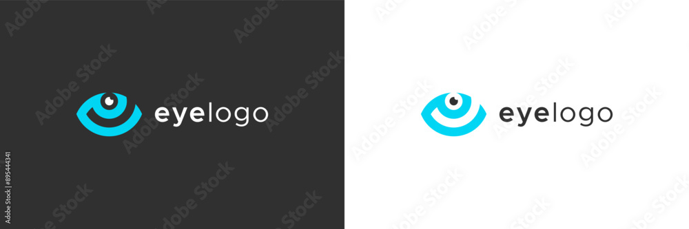 Simple Eye Logo Image. Blue Geometric Shape with Eyeball isolated on ...