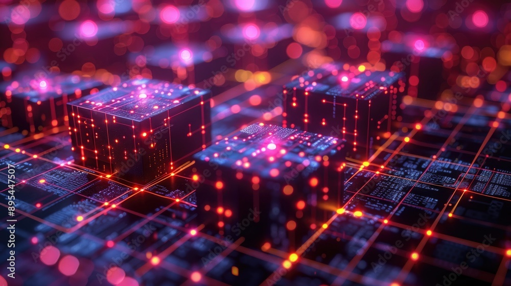 Blockchain Infrastructure theme. Digital infrastructure of a blockchain platform, featuring ...