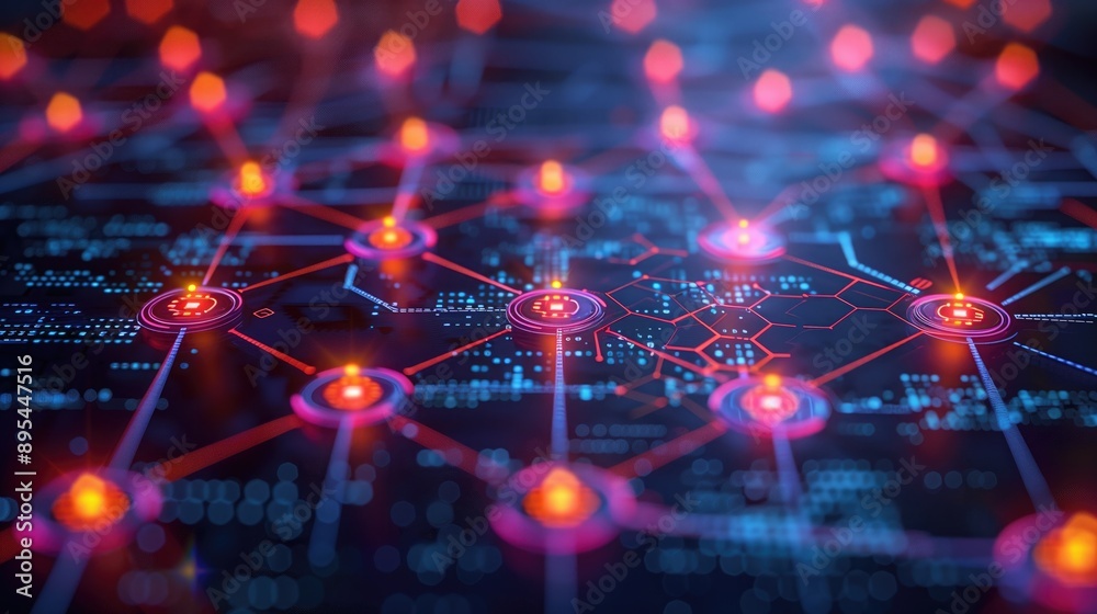 Blockchain Infrastructure theme. Digital infrastructure of a blockchain platform, featuring ...