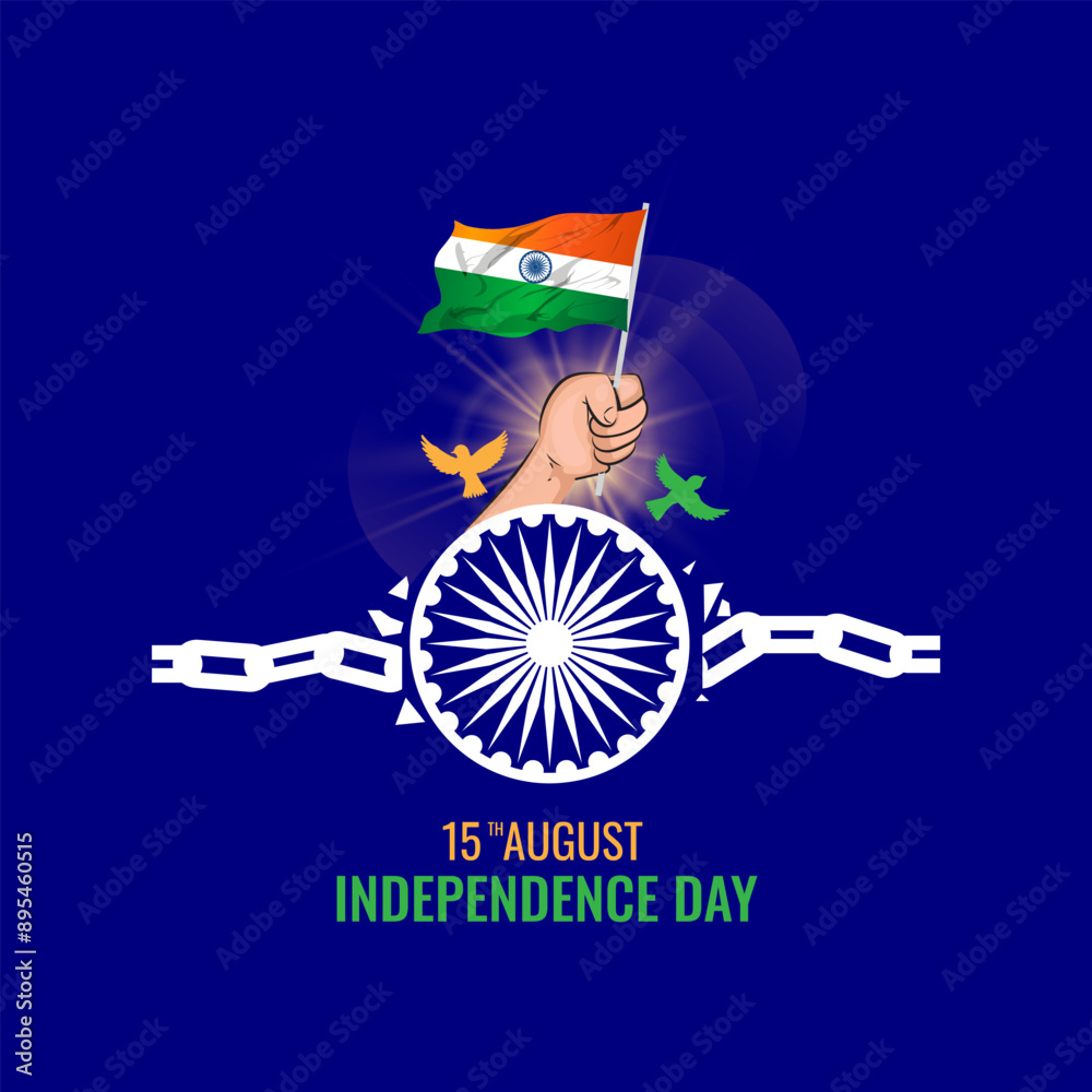 Independence Day concept with tricolor Indian Flag holding raised hand ...